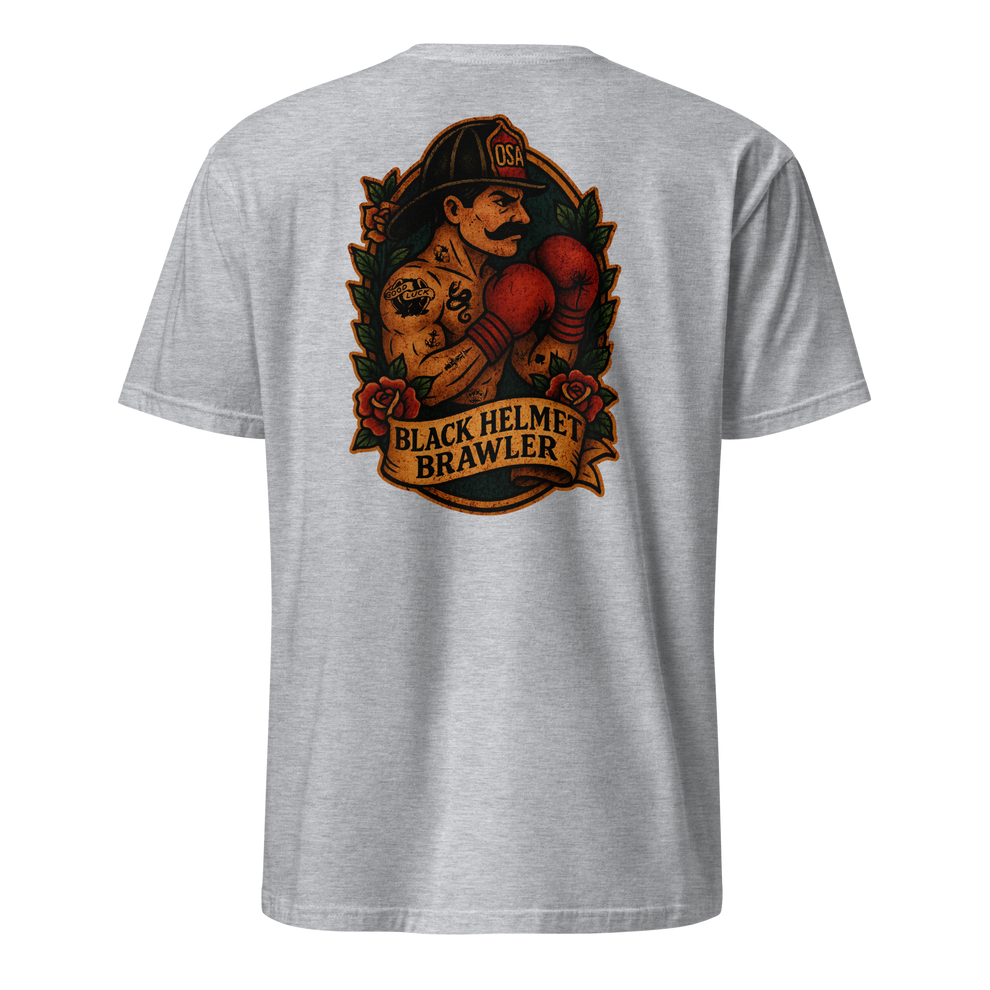 Black Helmet Brawler Firefighter Shirt (Front and Back) – Oak Street ...